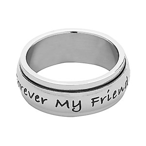 Beads & Pearls Jewelry 7mm Stainless Steel Women's Spinner Ring - Always My Daughter Forever My Friend Daughter's Ring, Spinner Ring Anxiety & Stress Relief, Size 6