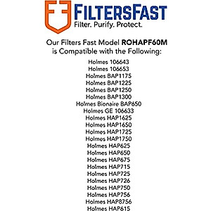 Filters Fast ROHAPF60M Air Purifier Filter Replacement Carbon Prefilter Compatible Replacement for Holmes HAPF60 Air Cleaner Filter 9x0.2x6 inch, 2-Pack