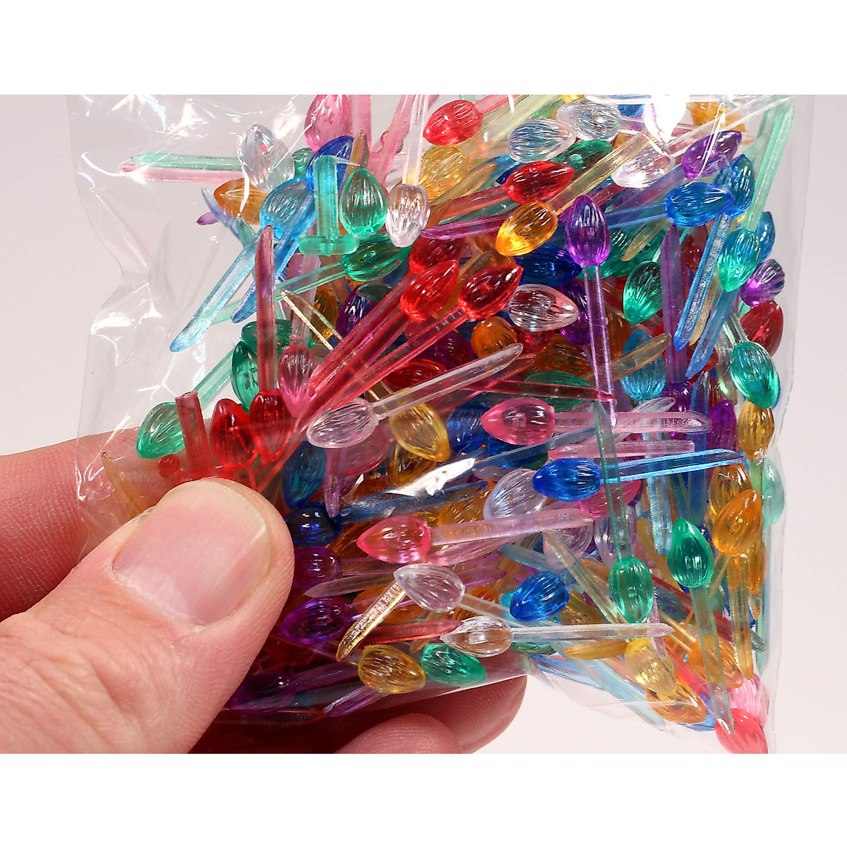 Creative Hobbies 5GN9 Mini Flame Shape Pin Light Ornaments - 250 Piece Multi-Color Pack for Ceramic Christmas Trees and DIY Projects