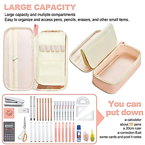 YOKUMA Pencil Case Cute Pencil Pouch for Girls Big Capacity Pen Bag Box, Kawaii Aesthetic College School Supplies for Student Teen Adults Preppy, Pink