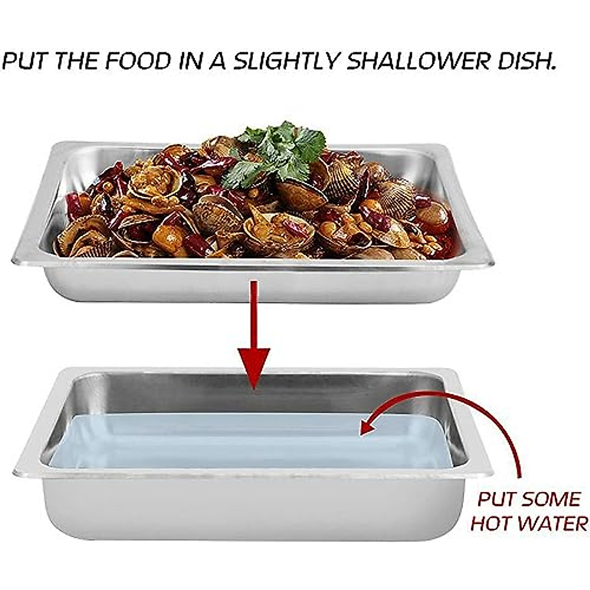 4.5L Stainless Steel Chafing Dish with Lid, Rectangular Foldable Buffet Server Pans Food Warmer, for Wedding, Parties, Banquet, Catering Events