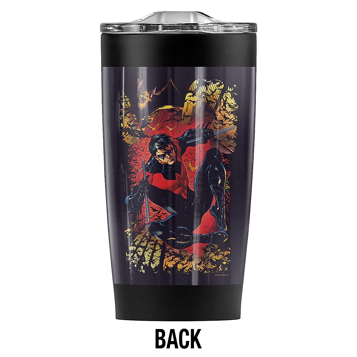 Logovision Batman Nightwing New 52 Cover #1 Stainless Steel Tumbler 20 oz Coffee Travel Mug/Cup, Vacuum Insulated & Double Wall with Leakproof Sliding Lid | Great for Hot Drinks and Cold Beverages