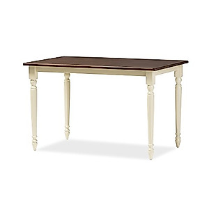 Baxton Studio Napoleon French Country Cottage Buttermilk and Cherry Brown Finishing Wood Dining Table