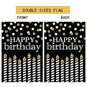 chengxun Happy Birthday Garden Flag 12.5×18 Inch Double Sided Burlap Flag Outdoor Lawn and Yard Home Decorations Birthday Party Sign Flag