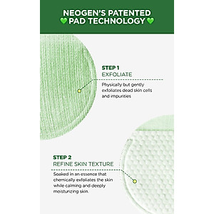 DERMALOGY by NEOGENLAB Bio-Peel Gauze Peeling Pads (Green Tea, 30 pads) - Exfoliating & Hydrating & Soothing Peeling Pad with PHA & Green Tea & Centella Asiatica - Korean Skin Care