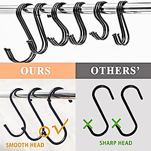 BYFU 40 Pack Black S Hook Hanging, Heavy Duty S Shaped Hooks for Utensils Clothes Bags Towels Plants (Medium)