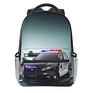 Backpack Police Car, Travel Laptop Backpacks Casual College Daypack School Bag for Boys Girls Men Adult