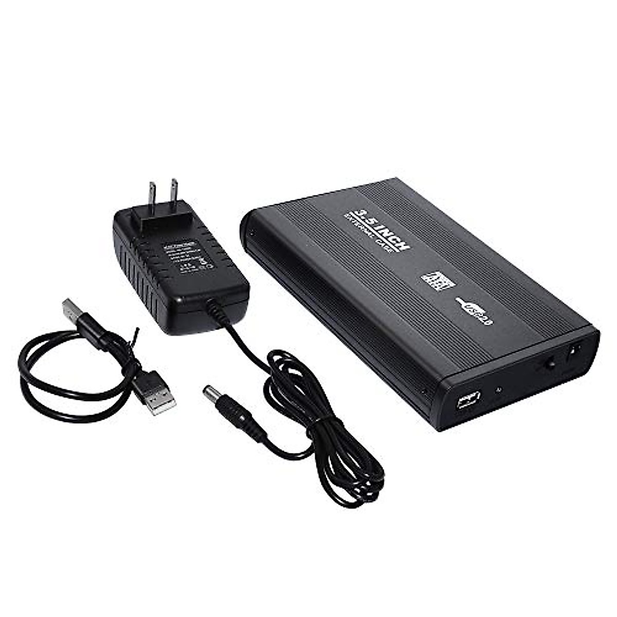 3.5 inch HDD External Case USB 2.0 to SATA External 3.5 Hard Drive Enclosure Disk for 3.5 SATA HDD External Storage Box with Aluminum Case (USB2.0-Silver)