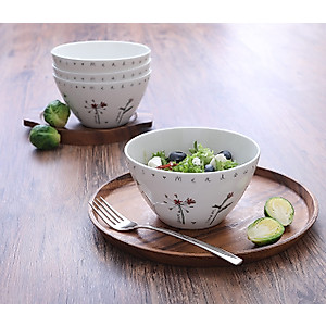 RACHEL BARKER Meadow Flower Porcelain AP Bowls 25oz Set of 4