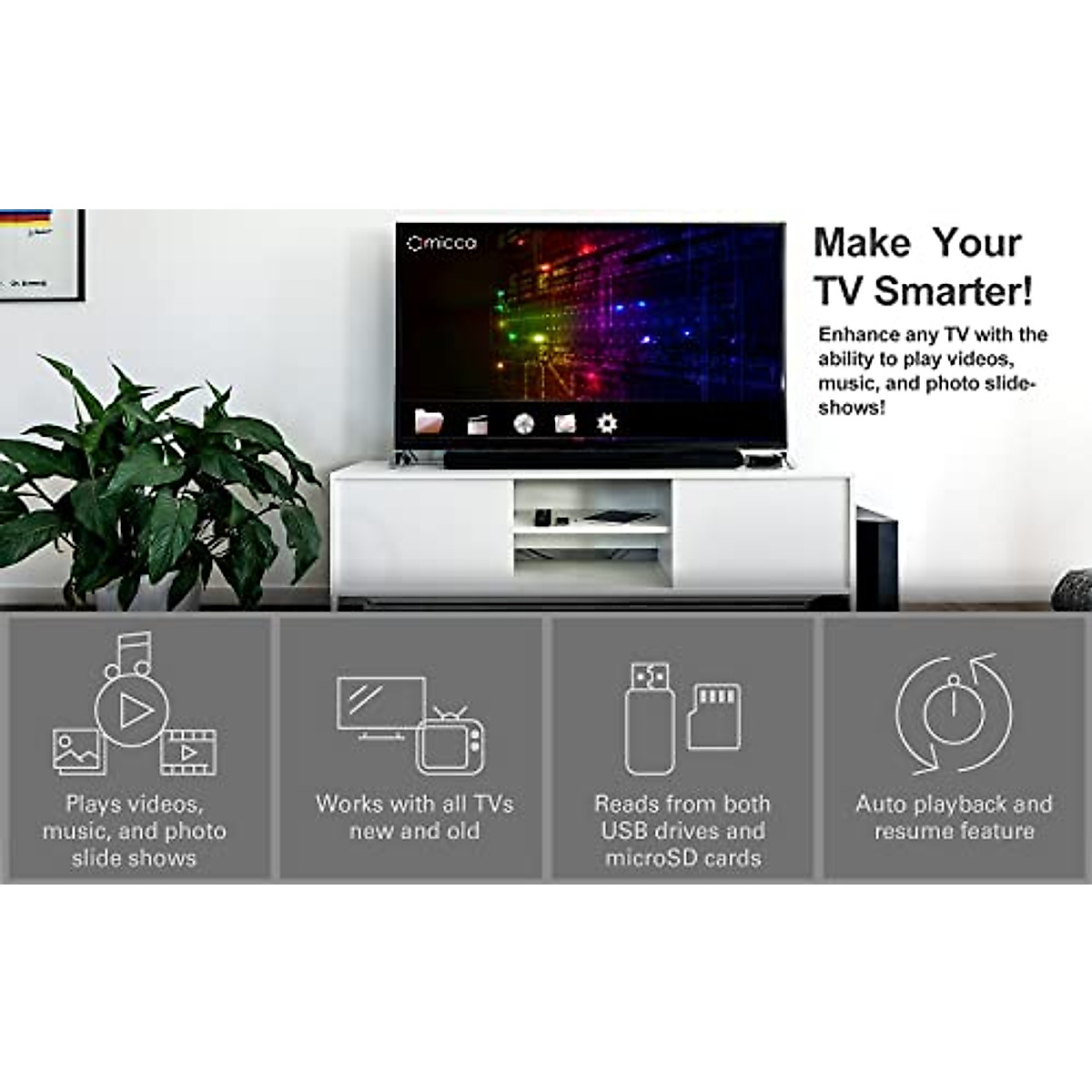 Micca Speck G2 1080p Full-HD Digital Media Player for USB Drives and SD/SDHC Cards, Digital Signage, H.264/AVC MP4 MKV Videos MP3 Music JPG Photos, HDMI and AV Output, Auto Play and Resume