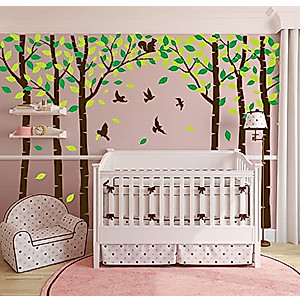 MAFENT Giant Jungle Tree Wall Decals Birch Tree Wall Decals Forest Tree Wall Stickers for Kids Room Bedroom Living Room Nursery Removable Vinyl Sticker Mural Art Decoration(Brown)