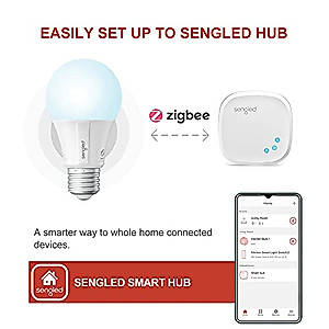 Sengled Zigbee Smart Light Bulbs, Smart Hub Required, Works with SmartThings and Echo with built-in Hub, Voice Control with Alexa and Google Home, Daylight 60W Equivalent A19 Alexa Light Bulb, 4 Pack