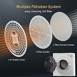 ROVSUN 2.6 Cu.Ft Portable Clothes Dryer, 110V 1400W Electric Compact Front Load Tumble Laundry Dryer with Stainless Steel Tub & Easy Control Knob for Apartment, Home, Dorm,RV (White)