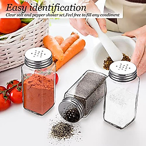Glass Salt and Pepper Shakers Set Large,DWTS DANWEITESI Farmhouse Salt and Pepper Shakers Cute with Stainless Steel Lid-Large Spice Jars,Clear to Know When to Fill,Cute Farmhouse Kitchen