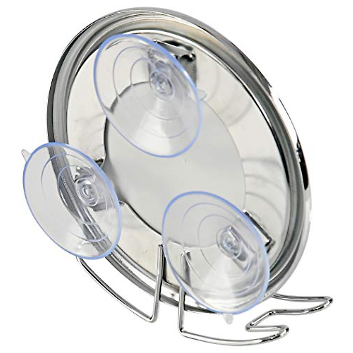 Home-X Small Fogless Suction-Cup Mirror, Shower Mirror, Shaving Mirror with Razor Holder for Shower, 6 ½" L x 6" W x 2 ½" H, Chrome