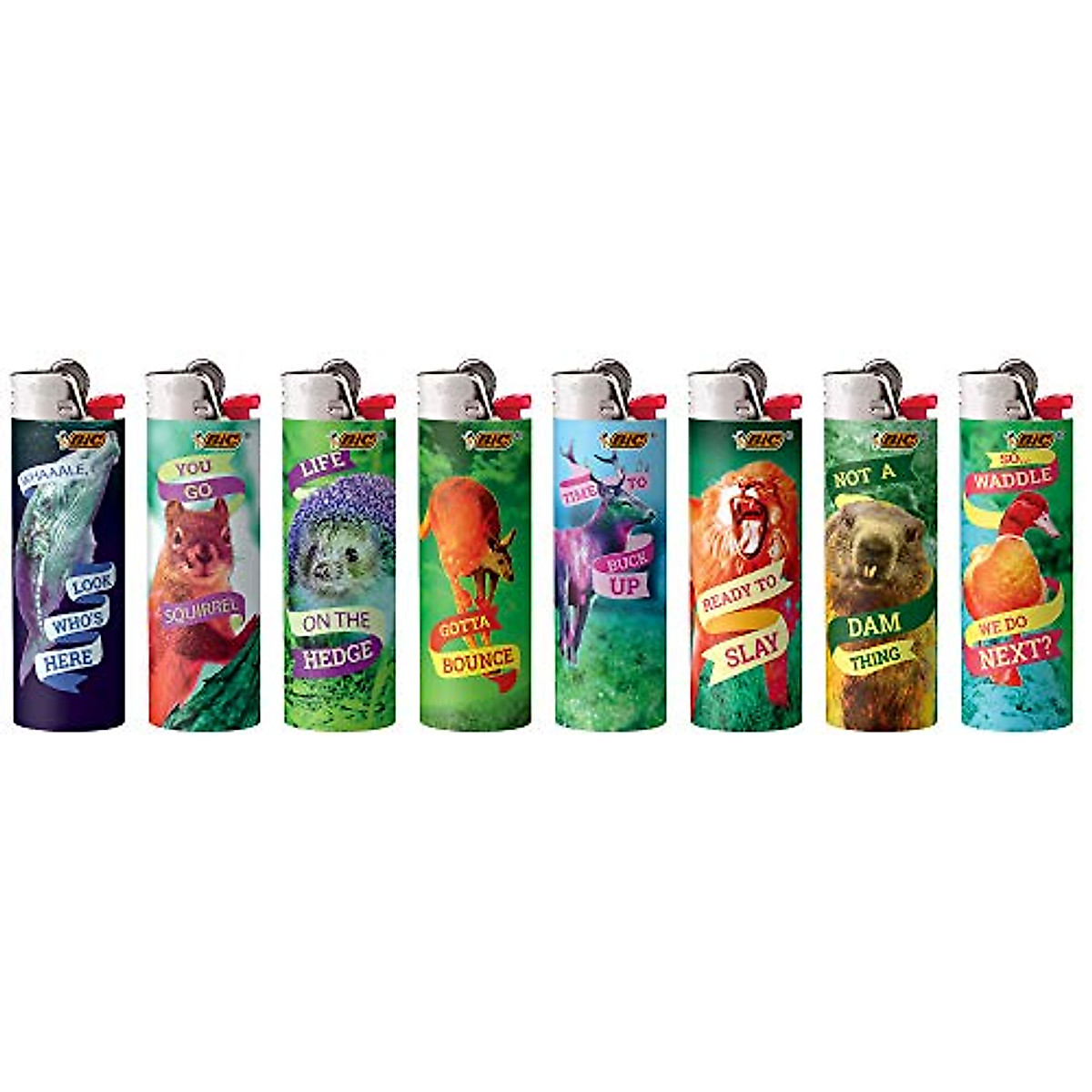 BIC Special Edition Party Animal Series Lighters, Set of 8 Lighters