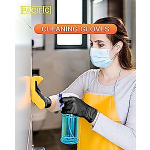 PACIFIC PPE Black Nitrile Disposable Gloves, 6 Mil, Food-Safe, Cooking & Cleaning, Powder-Free, Heavy-Duty, Textured Fingertips, 100 Count, L
