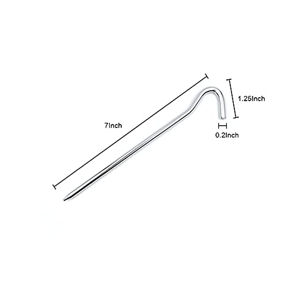 12Pcs Aluminium Tent Stakes for Sand,Beach Camping-7 Inch Long Metal Inflexible Steel Ground Stakes Tent for Outdoor Trip Hiking Gardening (Silver 12Pack)