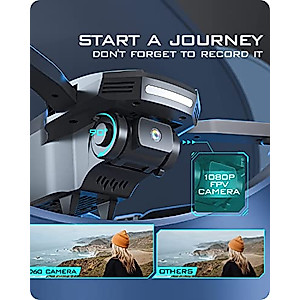 DEERC D60 Drones with Camera for Adults, Kids, FPV 1080P HD Video, Long Battery Life, Gravity Sensor, Foldable, Hobby RC Quadcopter, Suitable as Gifts for Boys, Girls, Beginner Adults, 1 Piece, Black