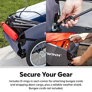 Schwinn Daytripper Cargo Trailer for Bike, 100 lbs. Max Weight Capacity, Collapsible Frame With Quick-Release Wheels, Air-Filled Tires, Red/Grey