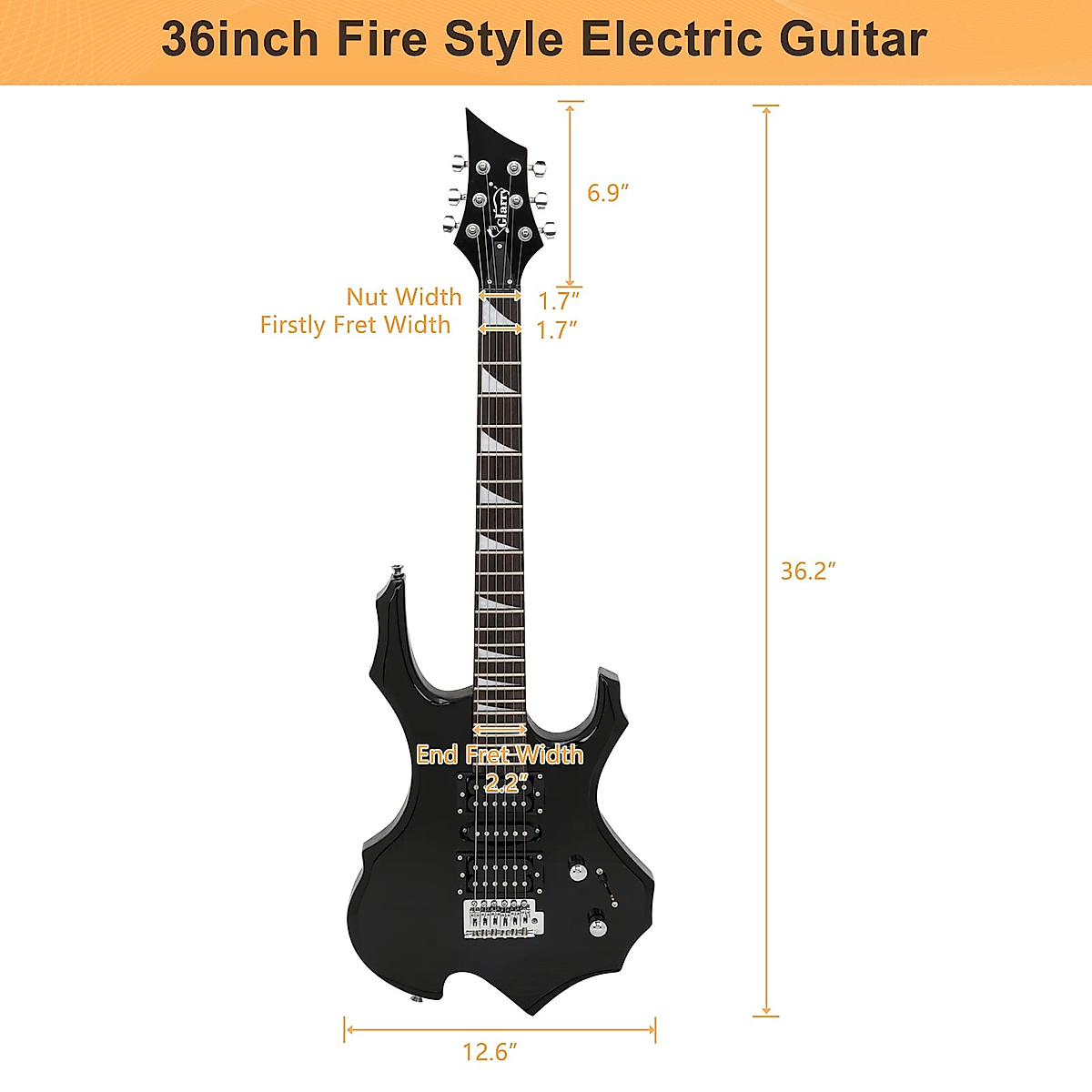 Glarry Cool Burning Fire Style Electric Guitar Christmas gift for Beginner Guitar Lover with Accessories Pack (Black)