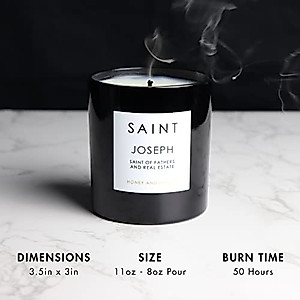 SAINT Joseph Scented Candle with Prayer, Prayer Coin, and Holy Oil, Saint of Fathers and Real Estate, Soy Coconut Aromatherapy Candle with 50 Hour Burn Time