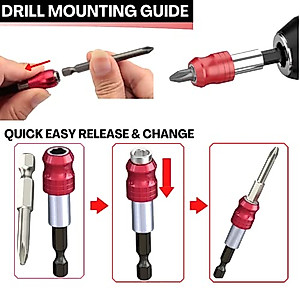 Drill Bit Extension Magnetic Drill Bit Holder 1/4 Hex Shank Quick Change Drill Extension Bit Holder for Impact Driver, Drill Bit Extender Work with All 1/4-Inch Hex Shank Drive Bits (6 Packs)