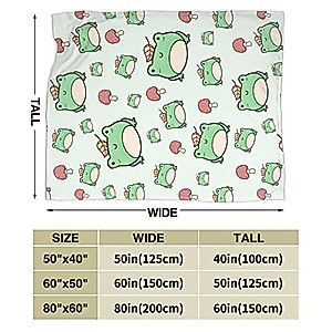 Pubnico Cute Green Frog Blanket , Flannel Blanket Fluffy Cozy Fuzzy Throws Non-Shedding for Nap Bed Sofa Couch Home Decor, Adults Kids Teens Frog Gifts