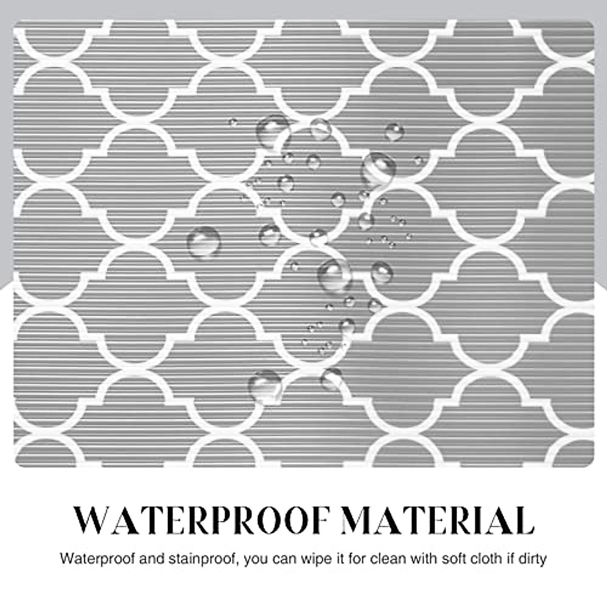 Glotoch Non Slip Shelf Liner 24 Inch Wide, Non Adhesive Drawer Liner, Waterproof Shelf Liners for Kitchen Cabinets/Refrigerator/Wire Shelving/Bathroom/Pantry-Heavy Duty, Durable, Grey Quatrefoil