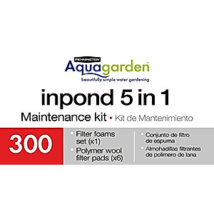 Pennington Aquagarden , Pond Filter for Ponds , Foam Filter Set , Polymer Wool Filter Pads , Pond Maintenance Kit , Suitable for Inpond 5 in 1 300 Gallon Model, White, Large (Fit 300)