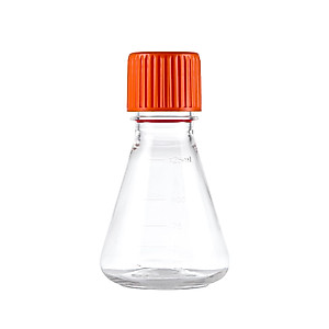 PEKYBIO Sterile Plastic Erlenmeyer Flask 125ml Graduated Flask with Vented Cap, Individually Wrapped, Pack of 12