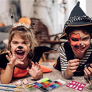 Face Painting Kit For Kids Party,22 Colors Face Paint Kit Includes Paint Tray,Sponges,Brushes and Stencils,Professional Face Painting Kit Non Toxic for Kids and Adults Halloween Makeup