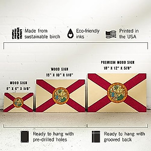 Lantern Press 6x9 Inch Wood Sign, Ready to Hang Wall Decor, Florida State Flag, Letterpress