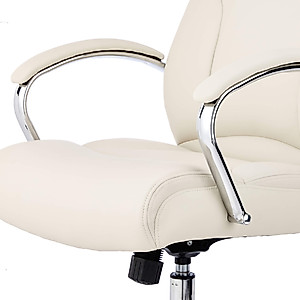 Amazon Basics Modern Executive Chair, 275lb Capacity with Oversized Seat Cushion, Ivory Bonded Leather