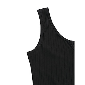 SOLY HUX Women's Summer Sleeveless Belted Tank Romper Short Jumpsuit Black XL