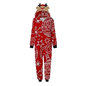 LSOLMD Family Christmas Pjs Matching Sets Festive Xmas Matching Pajamas Holiday Home Cute Hooded Christmas Sleepwear Set