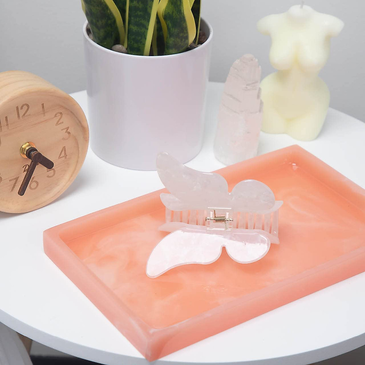 Kitsch Recycled Plastic Large Claw Clip - Jumbo Butterfly Shape Hair Clips for Women | Large Hair Claw Clips & Jaw Clips| Big Claw Clips for Thick Hair | Claw Hair Clips for Girls (1pc, WhiteTerrazzo)