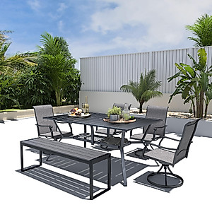 VICLLAX Outdoor Bench for Lawn Garden, Backless Patio Garden Bench Set of 2, Black Metal Frame