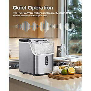 Nugget Ice Maker Countertop, HOMEZAY Pebble Ice Maker with Soft Chewable Pellet Ice, 33 lbs per Day, Compact Ice Machine with Self-Cleaning & LED Indicator for Home, Kitchen, Camping, RV, Office
