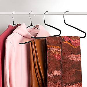 60 Pieces Metal Clothes Hangers Pants Hangers Non Slip Heavy Duty Hangers Open Ended Rubber Metal Jeans Hangers for Clothes Pants Trouser Slacks Jeans Blanket