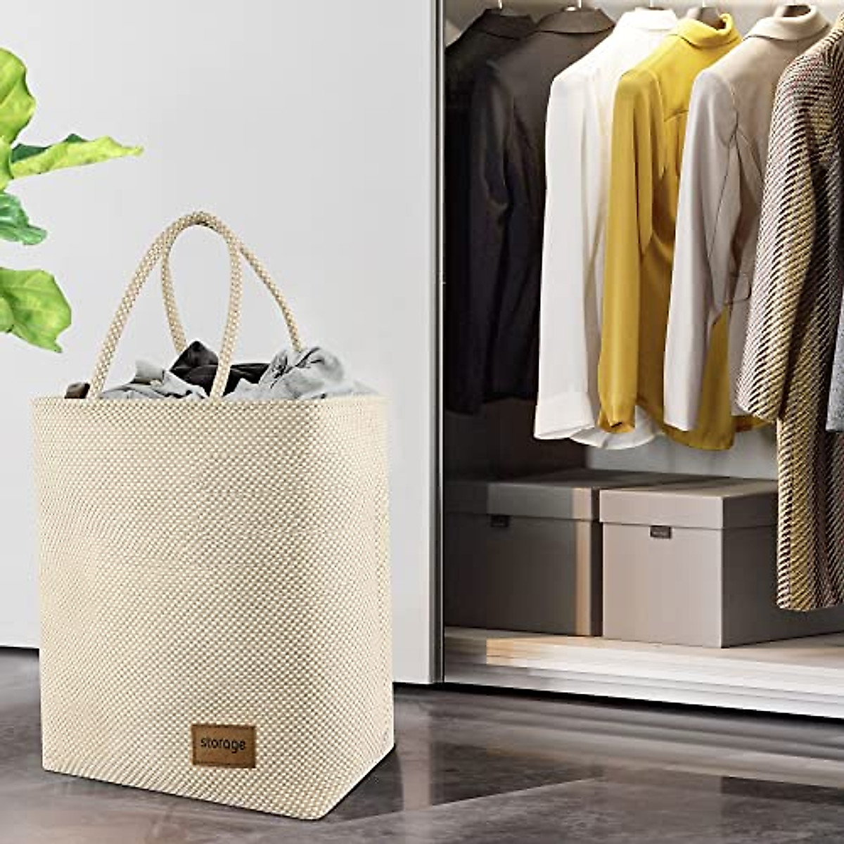QiANBiRD Laundry Basket Hamper-Large Foldable Tall Unique Laundry Basket Organizer Collapsible Laundry Hamper Fabric Blanket Storage Basket with Handles for Clothes Toys in the Home or Dorm