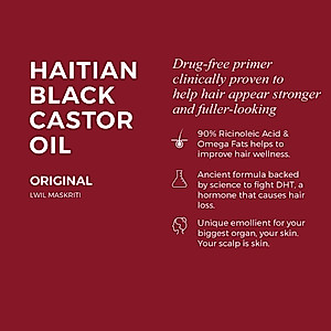Kreyol Essence - 2 Oz Original Haitian Black Castor Oil, Glass Bottle - Thicker Brows & Longer Eyelashes, Paraben Free, Natural Ingredients