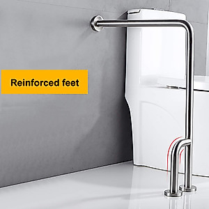 Grab Bar Bathroom Frosted Surface Handrails 304 Stainless Steel Floor Bathroom Safety Rails Barrier-Free H-Shaped Guardrail (Left and Right Models)