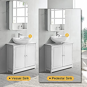 Bonnlo Pedestal Under Sink Storage Vanity with 2 Doors Traditional Bathroom Cabinet Space Saver Organizer 23 5/8" x 11 7/16" x 23 5/8" (L x W x H) White (Pedestal Sink)