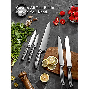 15 Pieces Kitchen Knife Set with Wooden Block Forged Premium German High Carbon Stainless Steel, Classic Triple Rivet Chef Knife, Super Sharp Knives, Perfect Cutlery Set Gift