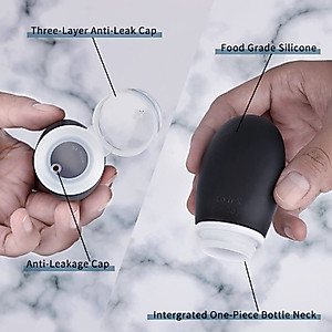 Silicone Travel Bottles for Toiletries TSA Approved Travel Size Containers Set 4 Pack Portable Leak Proof Refillable Cosmetic Squeeze Bottles Shampoo Hair Conditioner Body Lotion Bath Shower Gel