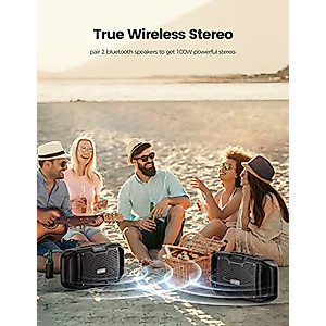 KuccHero Bluetooth Speakers, 50W(70W Max) Loud Portable Speaker with Subwoofers, 30H Playtime, Ex-Bass, TWS, Gift for Men, IPX5 Waterproof Outdoor Speaker for Beach/Party/Camping