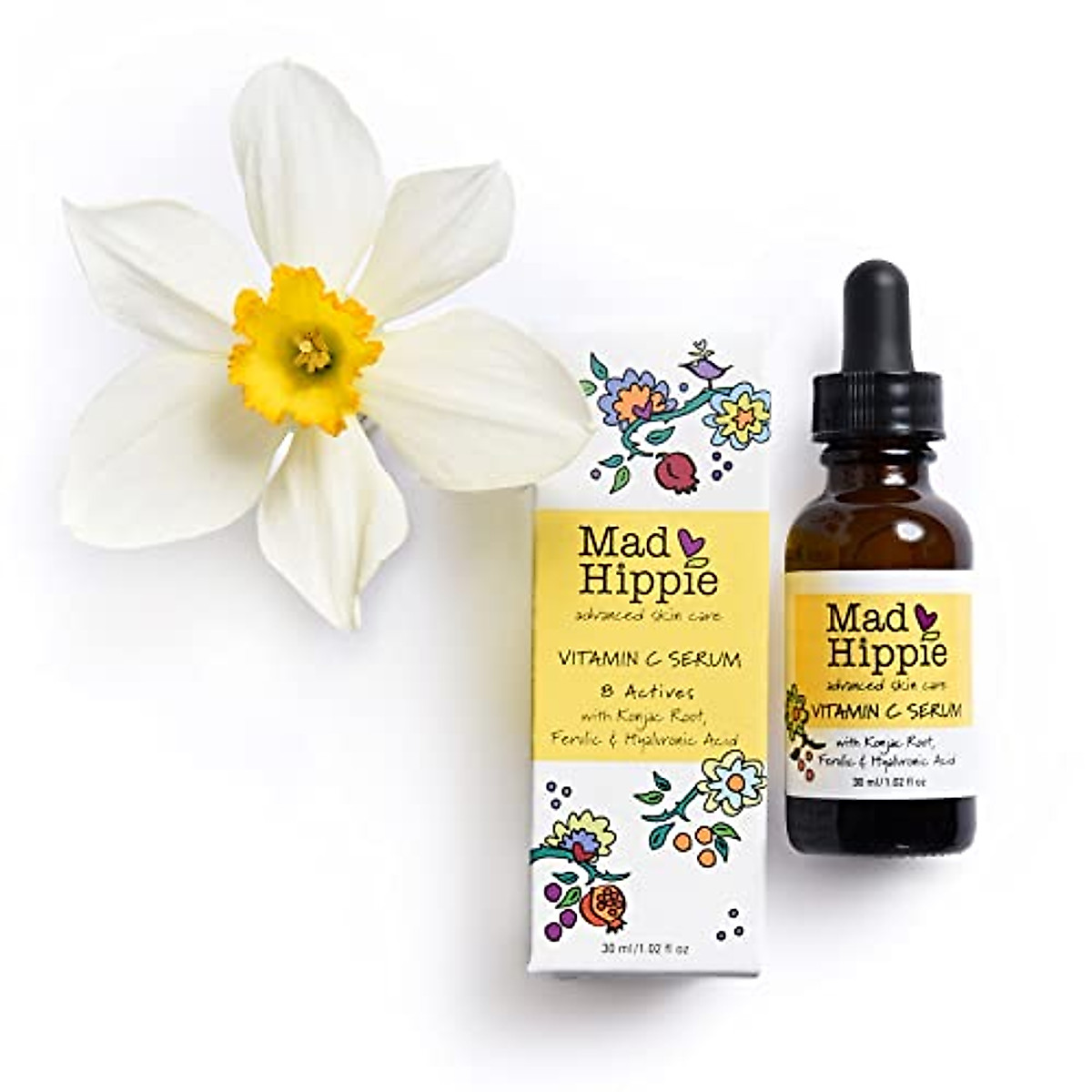 Mad Hippie Vitamin C Serum with Vitamin E, Skin Care Packed with Natural Vegan Active Ingredients, Apply Before Sunscreen or Makeup, For Healthy Glowing Skin, 1.02 Fl. Oz.