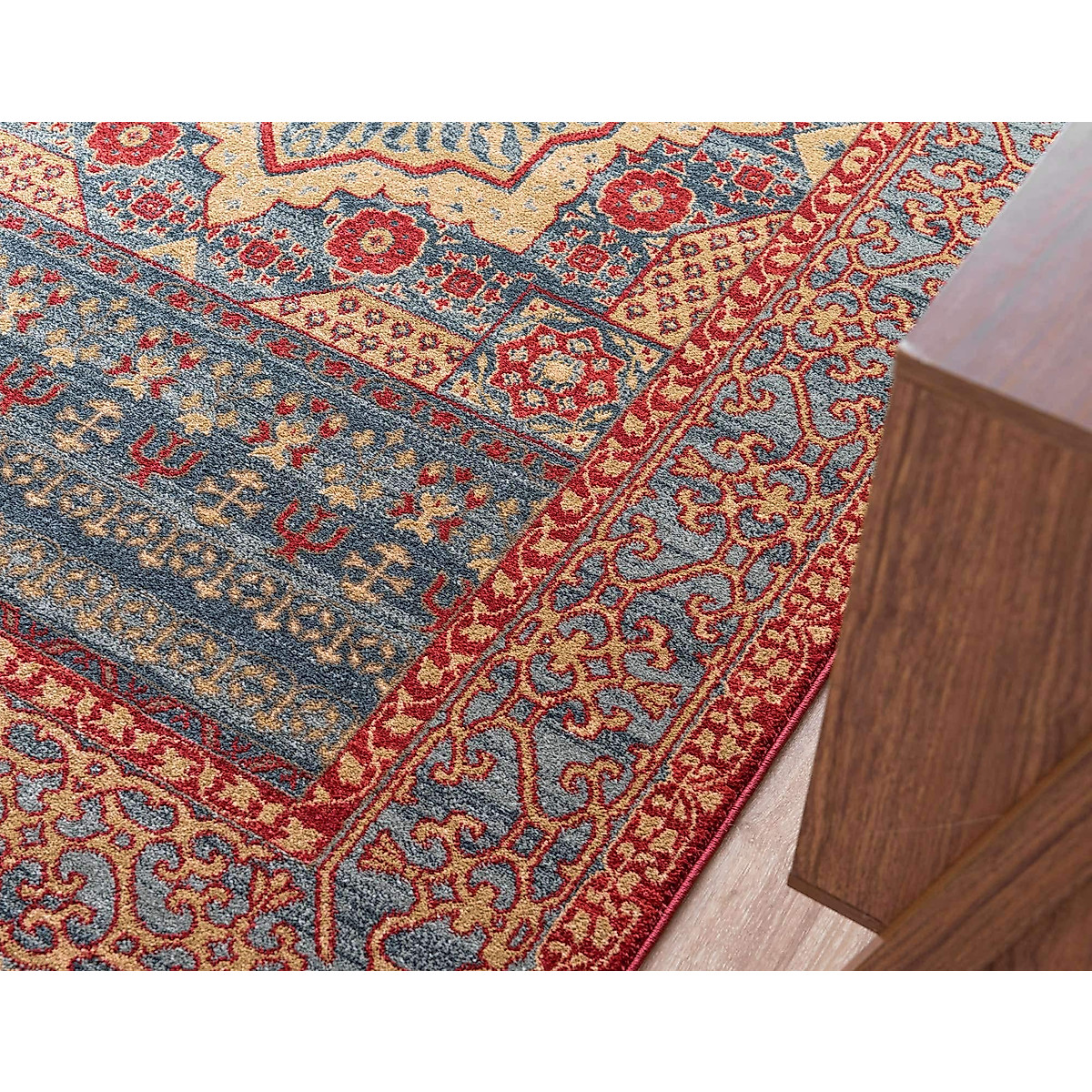 Unique Loom Palace Collection Area Rug - Saray (5' 1" x 8' Rectangle, Navy Blue/ Rust Red)