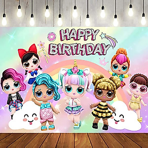 7X5FT Doll Toy Backdrop Girls Happy Birthday  Photo Photography Backdrops Dolls Birthday Party Background Newborn Baby Shower Banner 